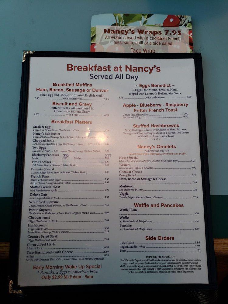 Menu at Nancy's Northside Family Rest restaurant, Rice Lake