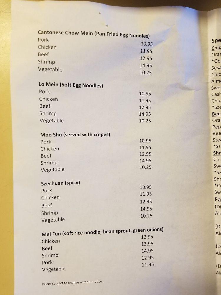 Menu at New China King restaurant, Howell
