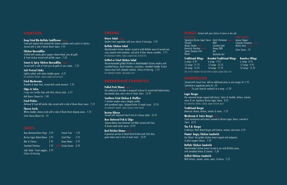 Menu at Samuel Adams Brewhouse pub & bar, Fort Knox