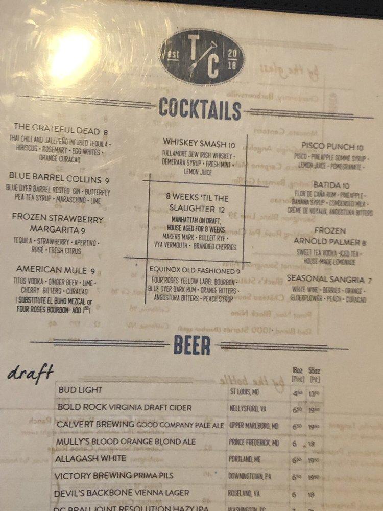Menu at The Charles restaurant, La Plata