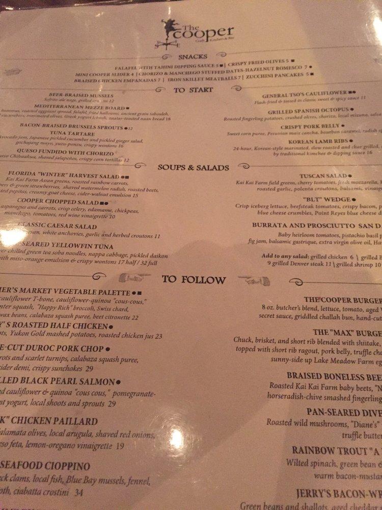 Menu at The Cooper pub & bar, Palm Beach Gardens