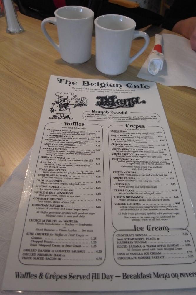 Menu at Belgian Cafe, Solvang