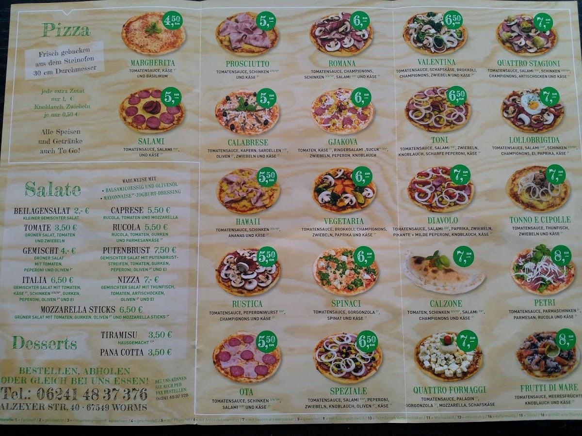 Carta de Big Five Pizza Worms, Worms