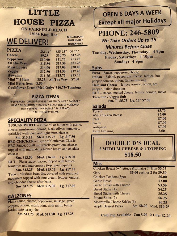 Menu at Little Pizza House pizzeria, Fairfield Beach