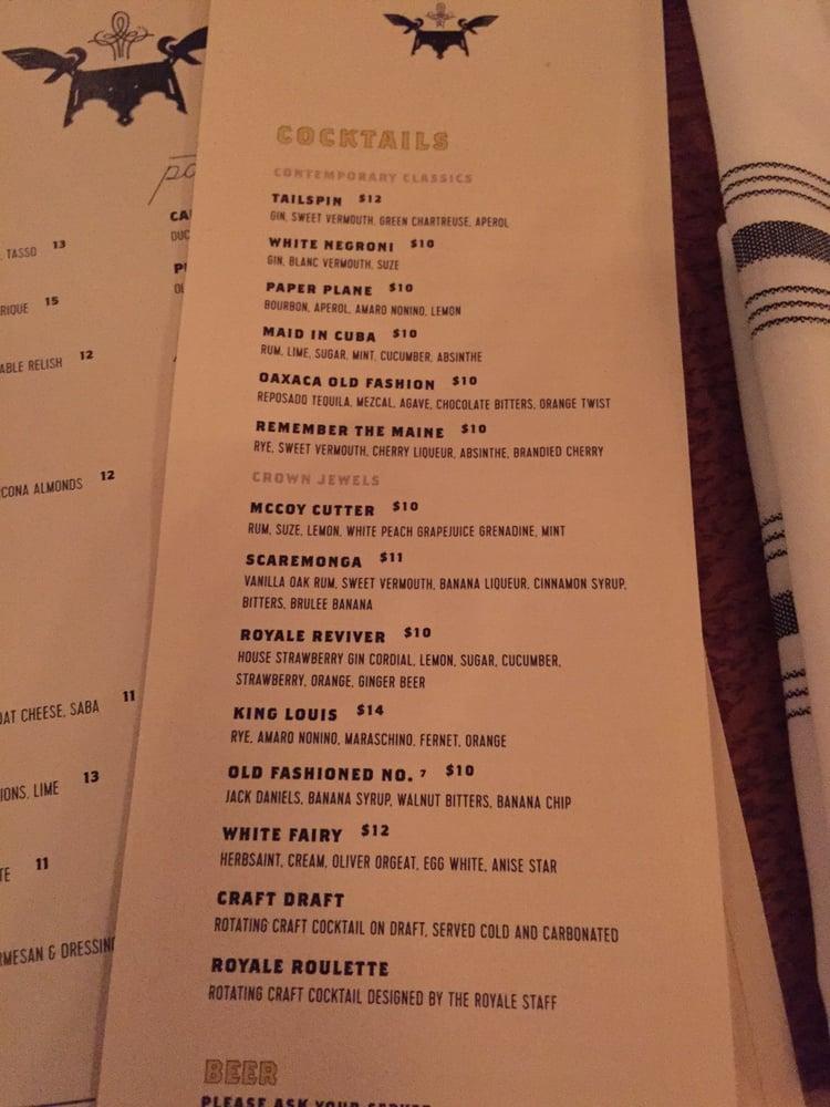 Menu at Oliver Royale Restaurant, by Oliver, Knoxville, 5 Market Square