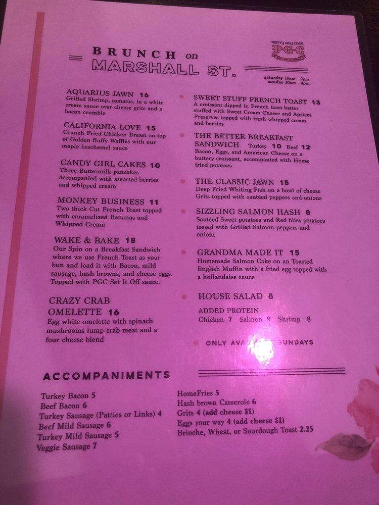 Menu at Pretty Girls Cook restaurant, Philadelphia