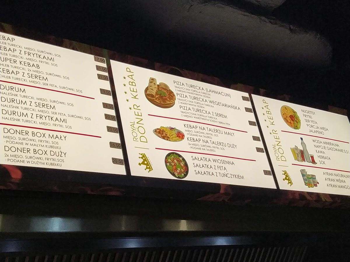 Menu at Royal Kebab restaurant, Swinoujscie