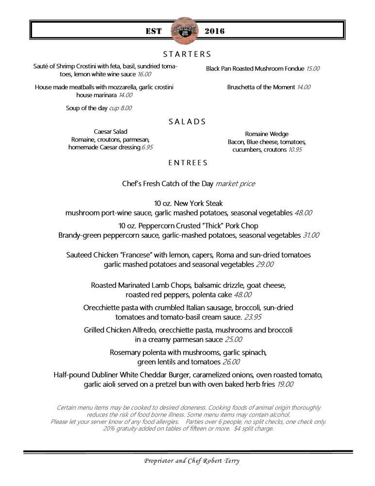 Menu at Saute' on 6th pub & bar, Clarkston