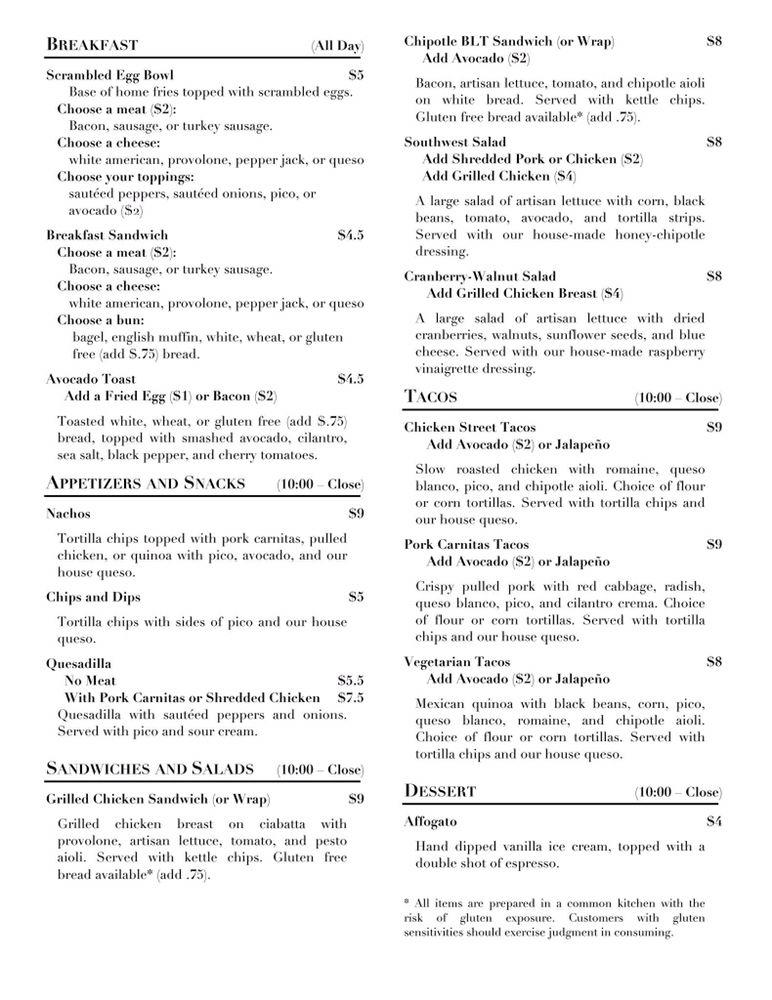 Menu at Stone Tower Brews pub & bar, Buckhannon