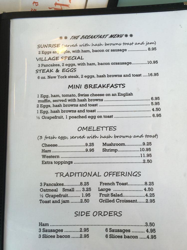 Menu at Village Restaurant, Sechelt