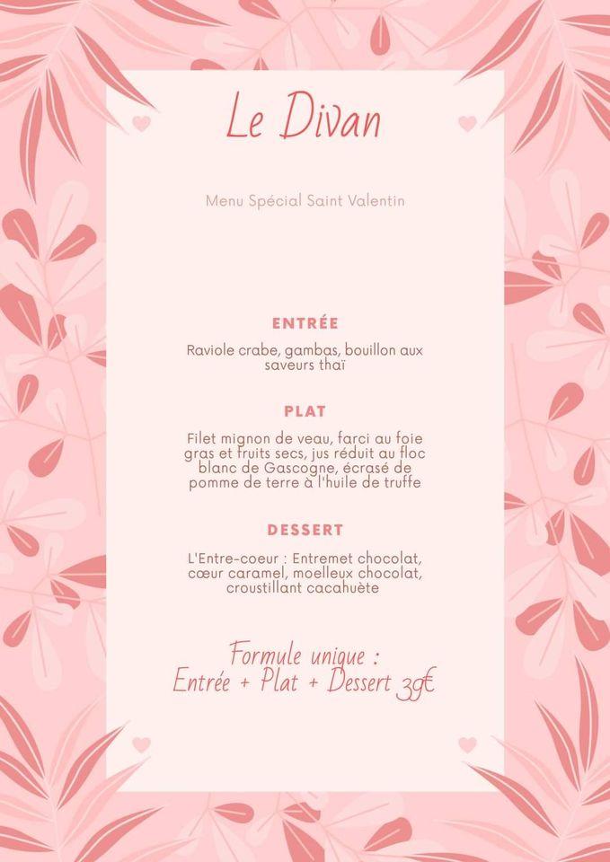 Menu at Le Divan restaurant, Mont-de-Marsan
