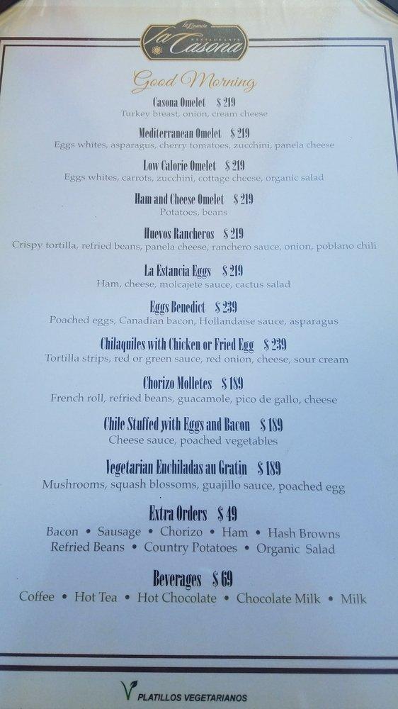 Menu at La Casona at Villa La Estancia steakhouse, Cabo San Lucas