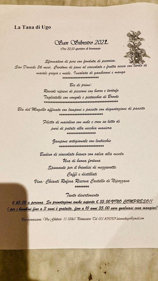 Menu da La Tana di Ugo ristorante, Pontassieve