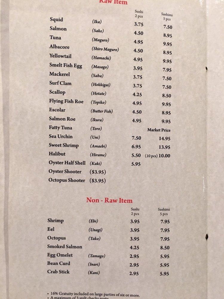 Menu at Okawa Steak House & Sushi restaurant, Bend