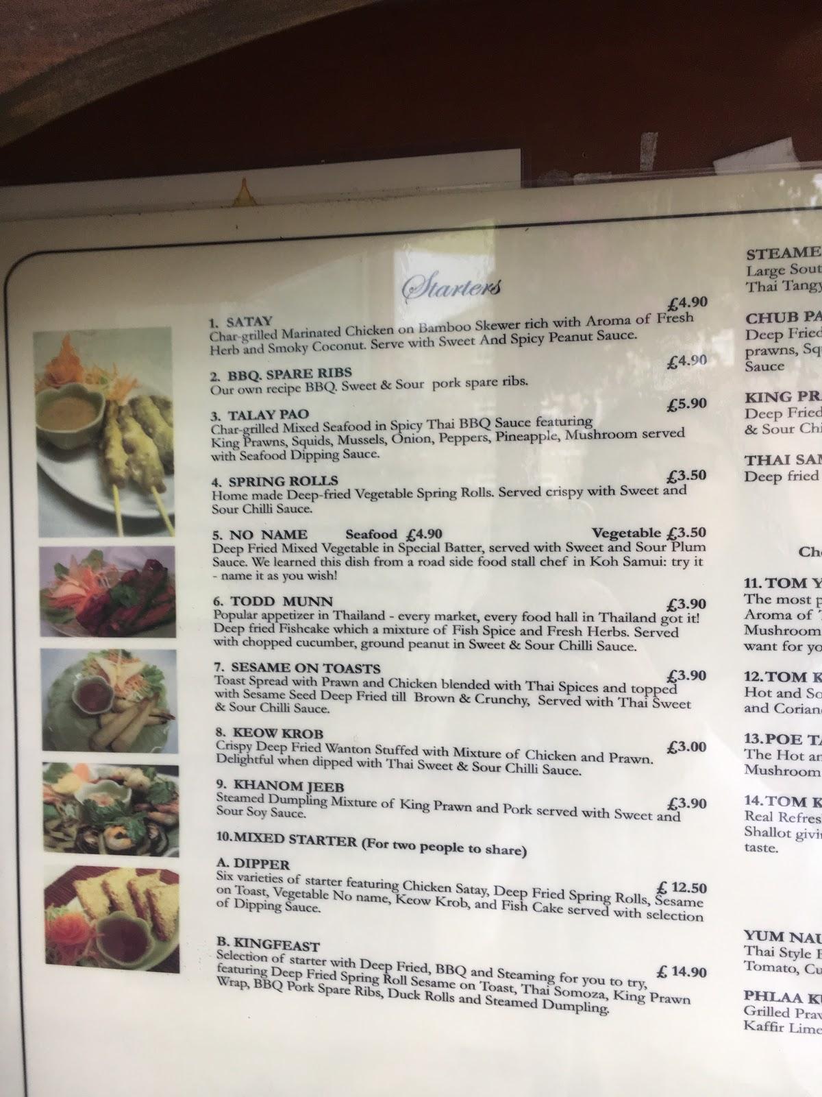 Menu at Thai Four Two restaurant, Broadstairs