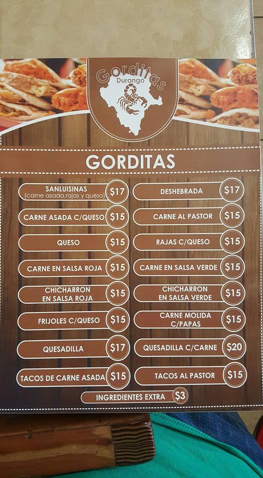 Carta del restaurante Gorditas Durango, San Luis Río Colorado, Av ...