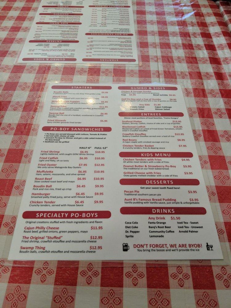 Menu at Bayou Boys PoBoys restaurant, Needville