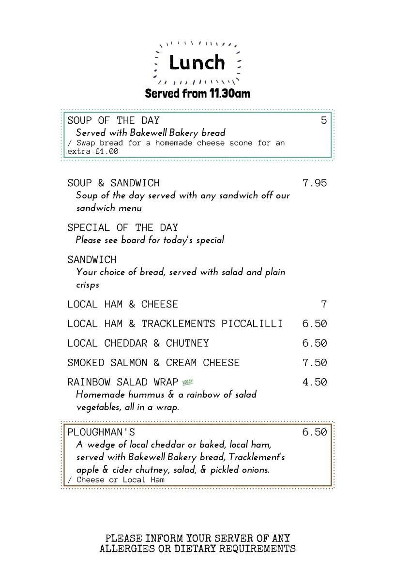 Menu at Little Fika Cafe, Whaley Bridge