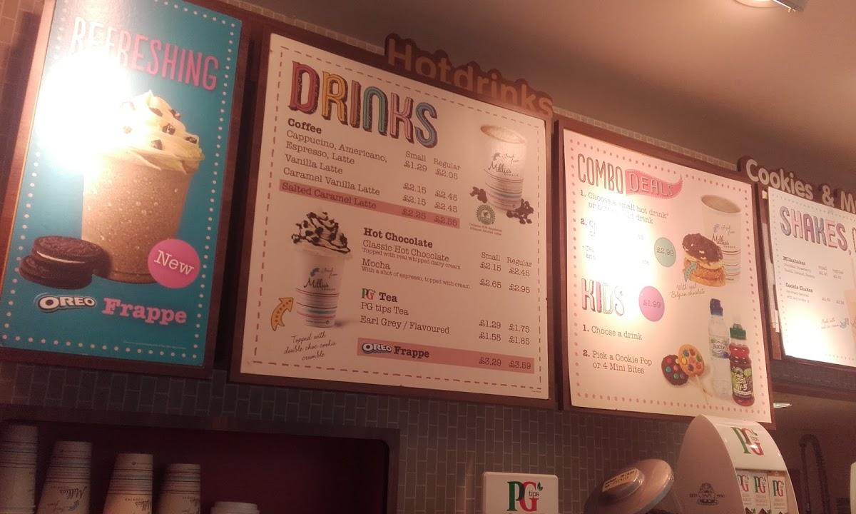 Menu at Millie's Cookies, Bristol, 19 Cribbs Causeway Regional Shopping ...
