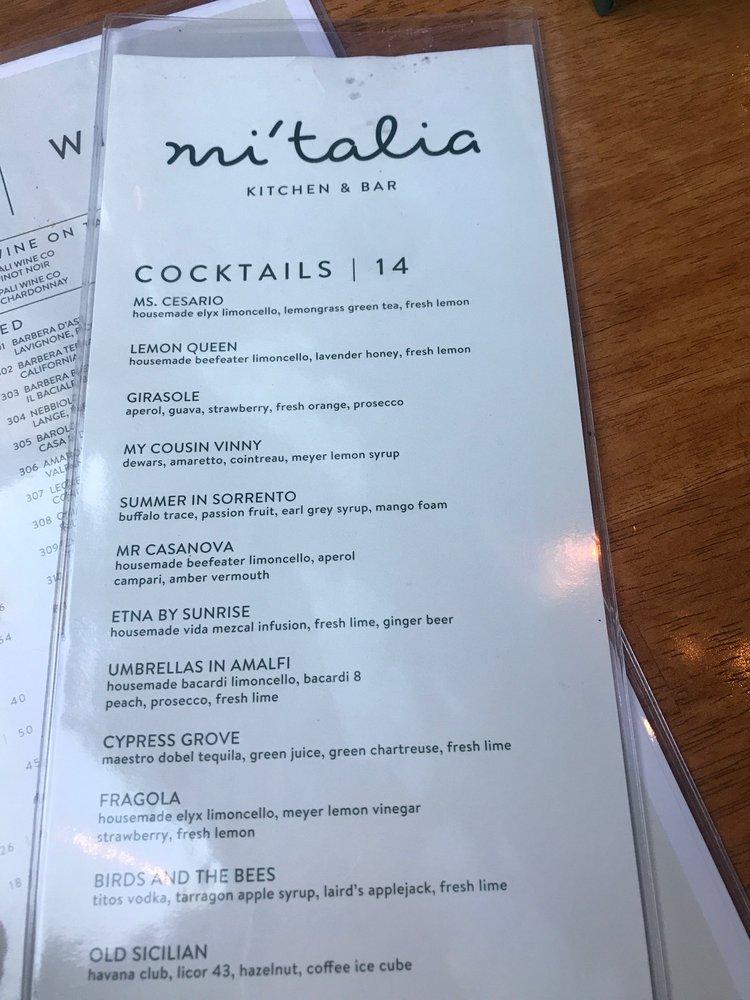 Carta de Mi'talia Kitchen & Bar, South Miami