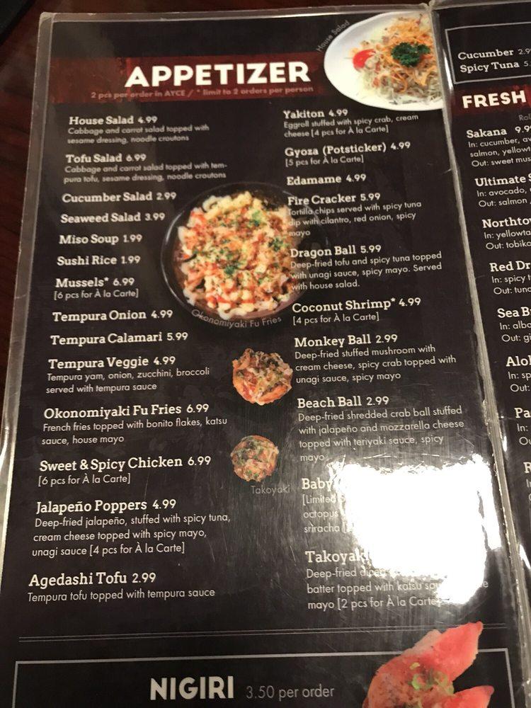 Menu at Sakana Sushi restaurant, Reno, Northtowne Ln # L