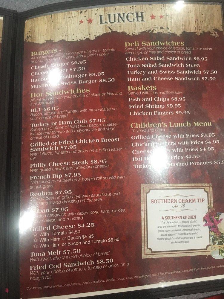 Menu at Southern Charm Cafe, Cape Canaveral