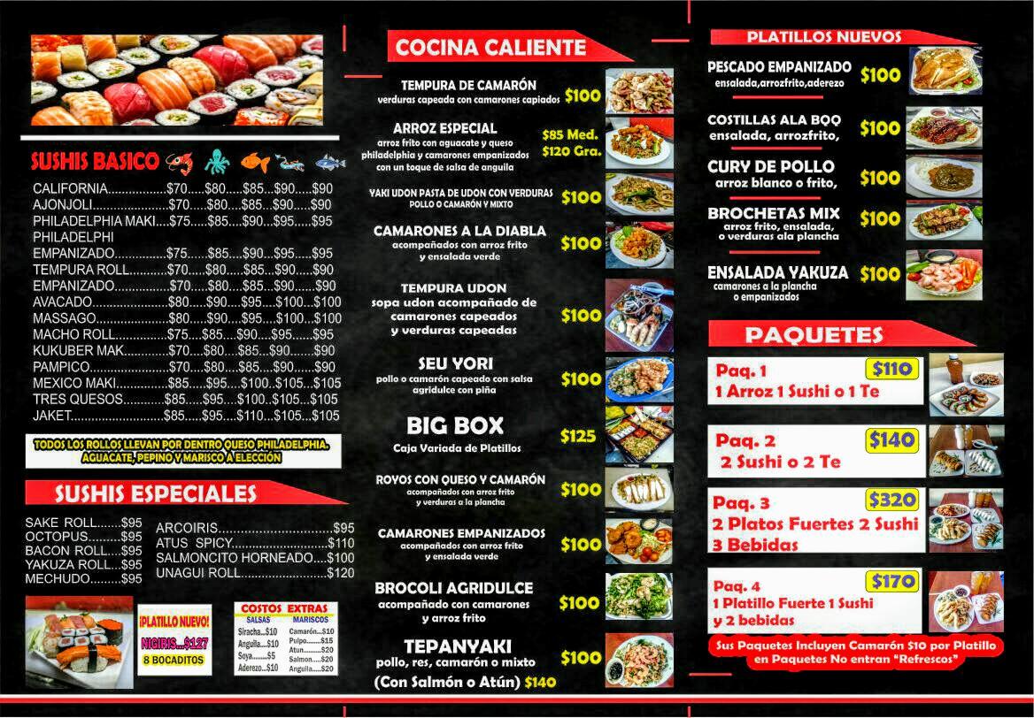 Menu at Sushi Yakuza restaurant, Zapopan, Prol. Av. Guadalupe 1623 B