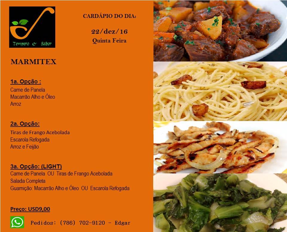 Menu at Tempero & Sabor restaurant, Homestead