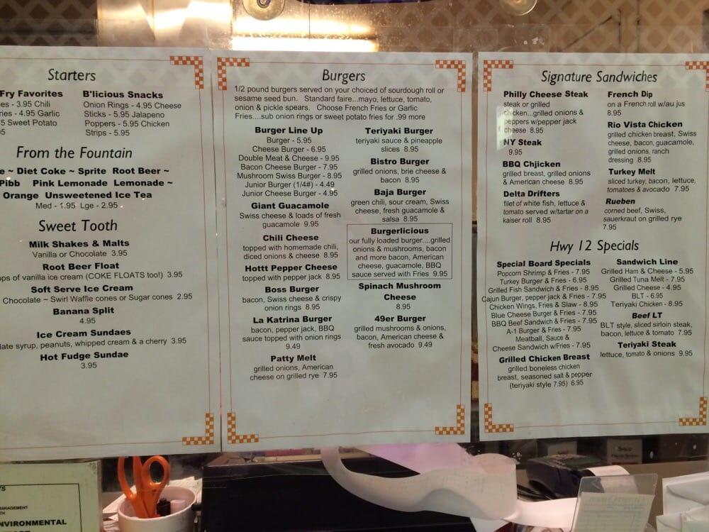 Menu at Burgerlicious restaurant, Rio Vista