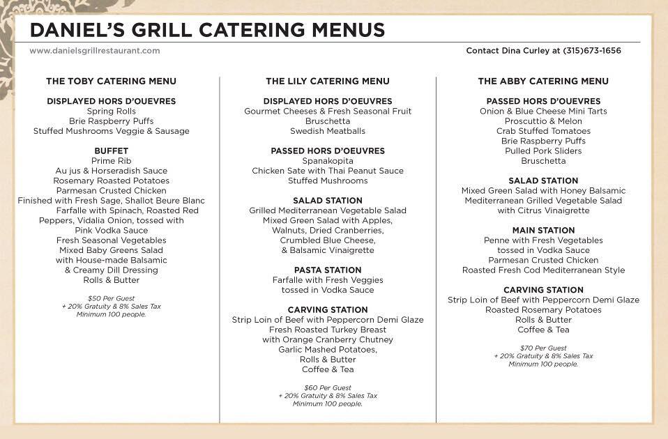 Menu at Daniel's Grill pub & bar, Marcellus