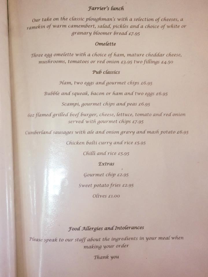 Menu at The Horse and Groom Pub, Rochford