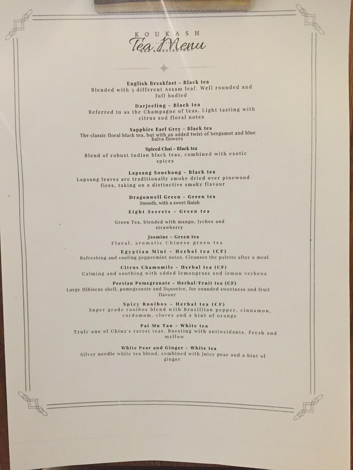Menu at Koukash pub & bar, Liverpool