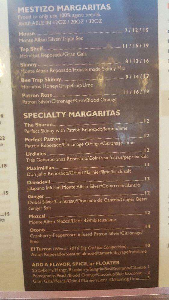 Menu at Mestizo Louisiana Mexican Cuisine restaurant, Baton Rouge, S ...