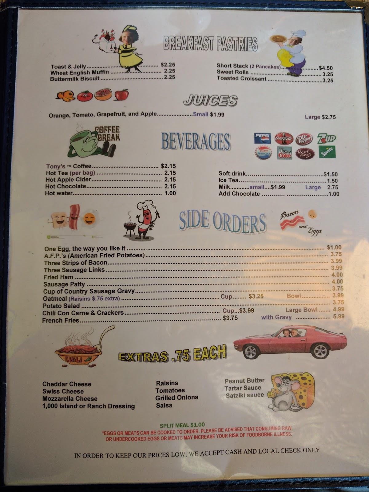Menu at Monte's Just A Bite restaurant, Blaine