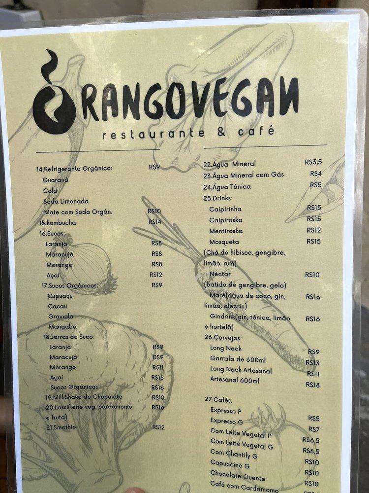 Carta del restaurante Rango Vegan, Salvador del Bahia, R. Direita del ...