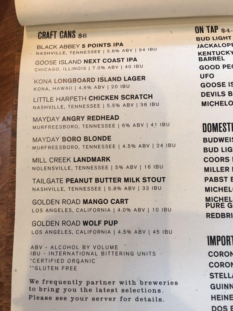 Menu at The Goat Mt. Juliet pub & bar, Mount Juliet, Westwood Blvd
