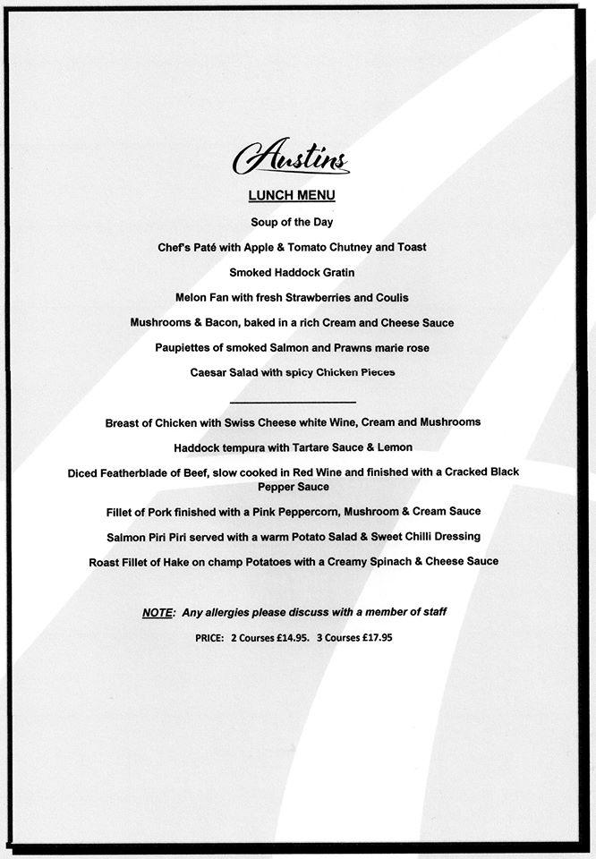 Menu at AUSTINS RESTAURANTS LTD, Girvan