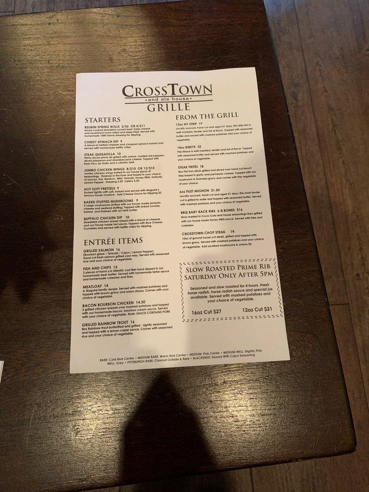 Menu at Crosstown Grille and Ale House pub & bar, Peachtree City