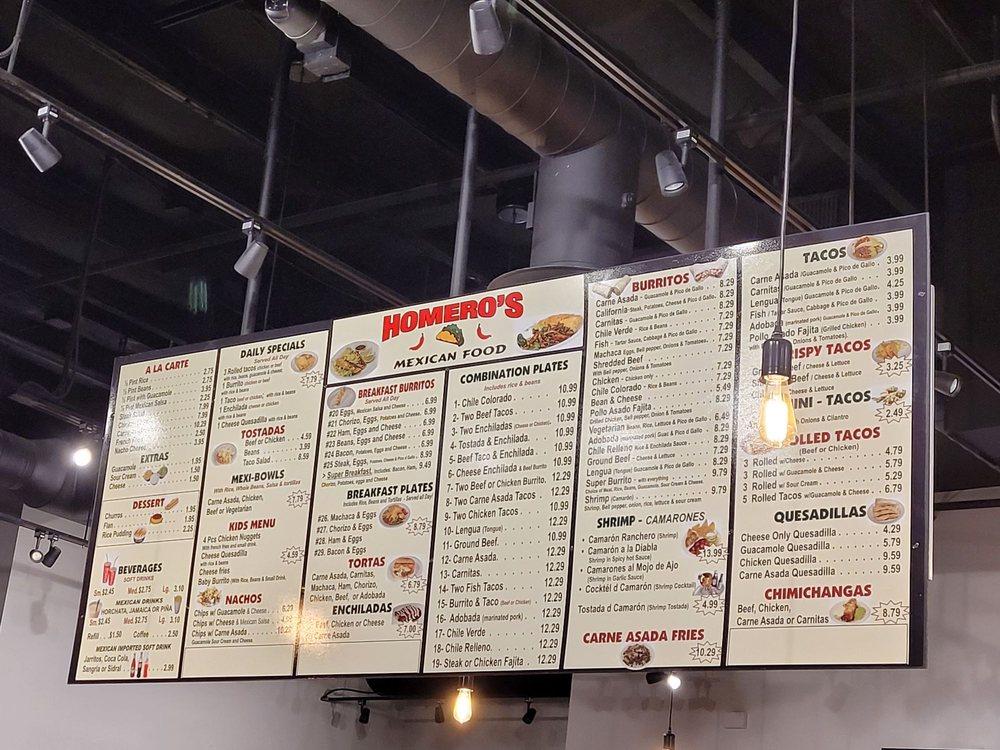 Menu at Homeros Mexican Food desserts, Sacramento