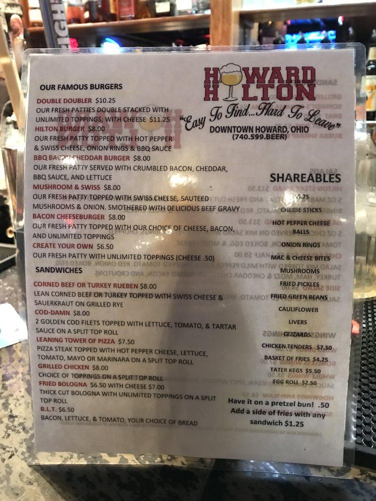 Menu at Howard Hilton pub & bar, Howard