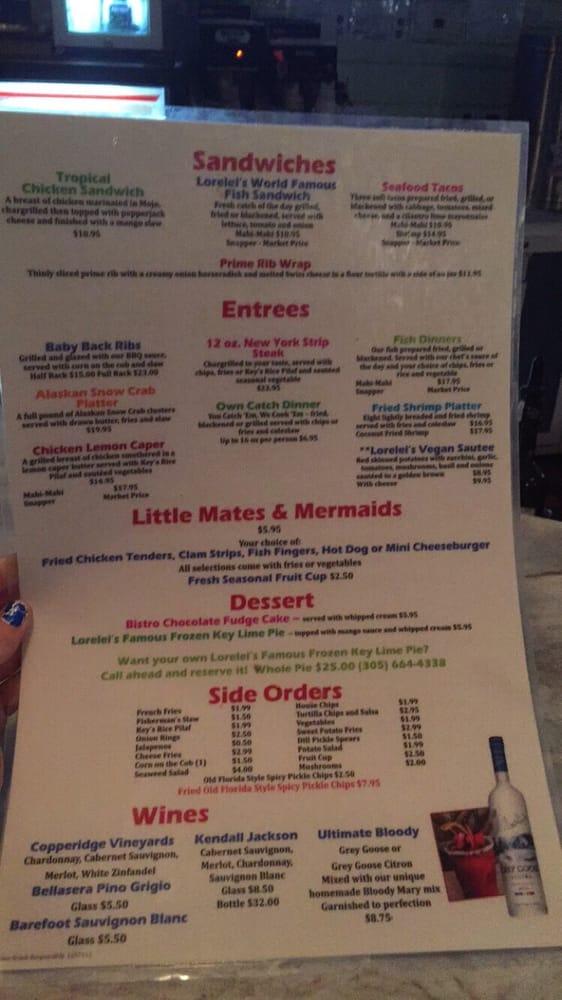 Menu at Lorelei Restaurant & Cabana Bar, Islamorada