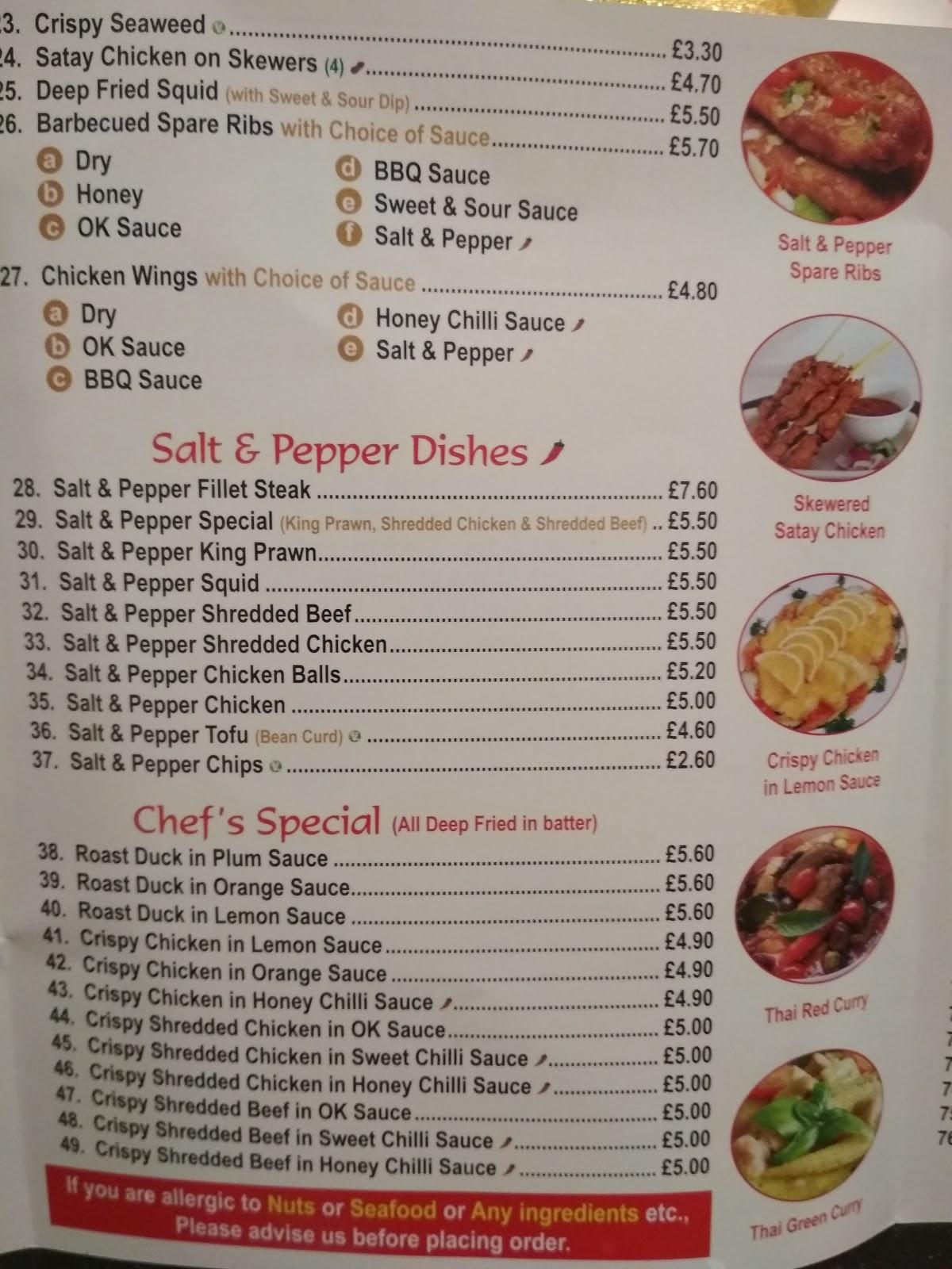 Menu at Lucky Star Chinese Take Away fast food, Chorley