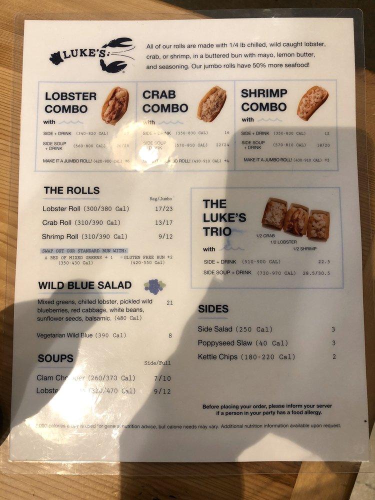 Menu at Luke's Lobster Brickell City Centre restaurant, Miami
