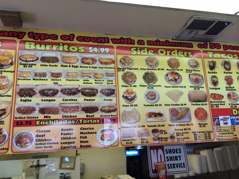 Menu at Maria's Taco Shop restaurant, Atwater, 350 Bellevue Rd