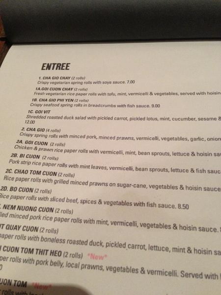 Menu at Phi Yen Vietnamese Restaurant, Perth, 205 Brisbane St