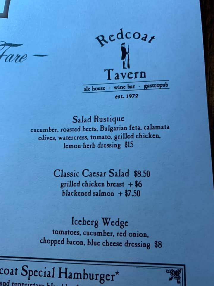 Menu at Redcoat Tavern pub & bar, West Bloomfield Township, Orchard Lake Rd