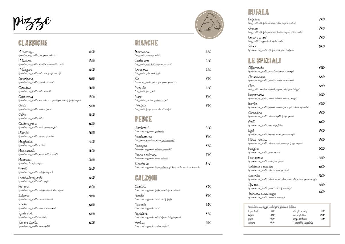 Menu da Al Chiosco pub & bar, Brusaporto, Via Cattanea