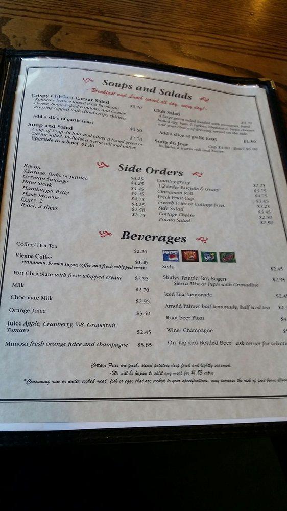 Menu at Cottage Cafe, Spokane Valley