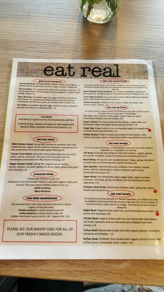 Menu at Eat Real Cafe #2, Santa Clarita, 27530 Newhall Ranch Rd