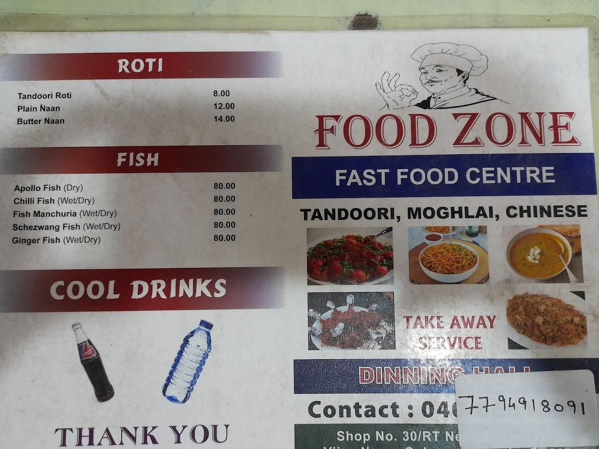 Menu at Food Zone, Hyderabad, near Andhra Bank